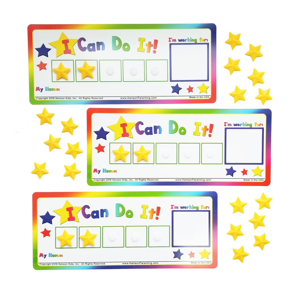 "I Can Do It!" Token Board Star Incentive Chart (3 Pack) by Kenson Kid ...